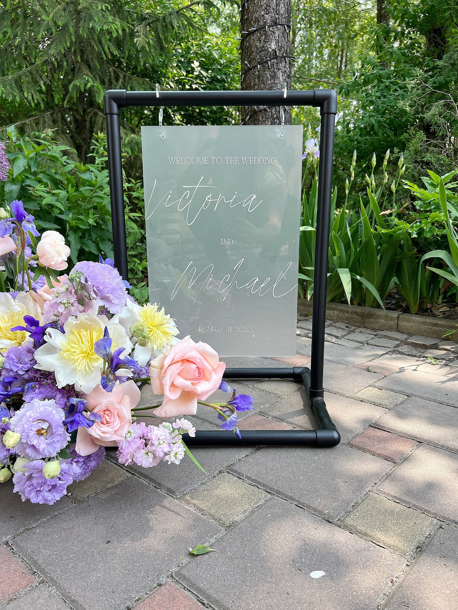 Wedding Welcome Stand Black Metal Stand Acrylic Welcome - Etsy