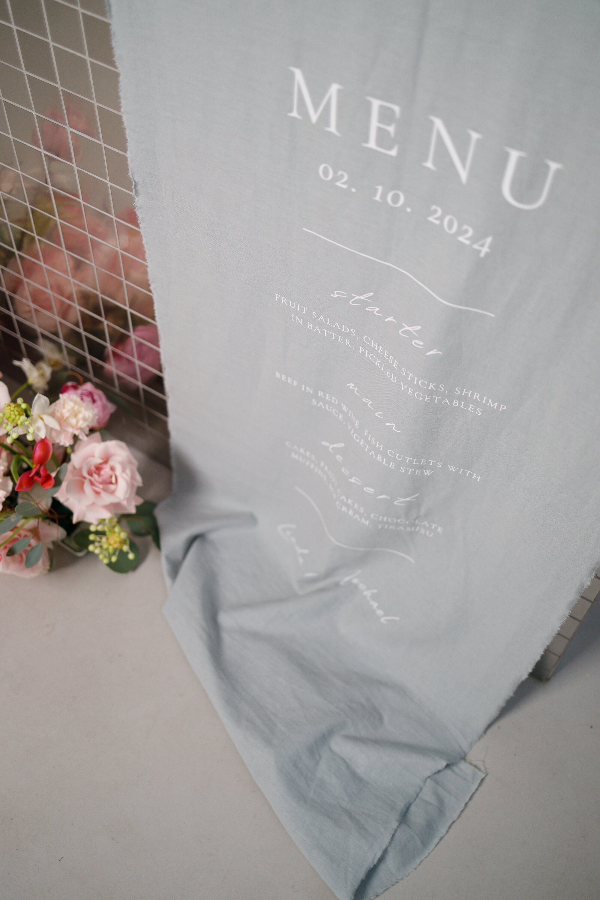 Wedding Sign Linen Banner, Bar Drink Menu, Cotton Wedding Banner ...