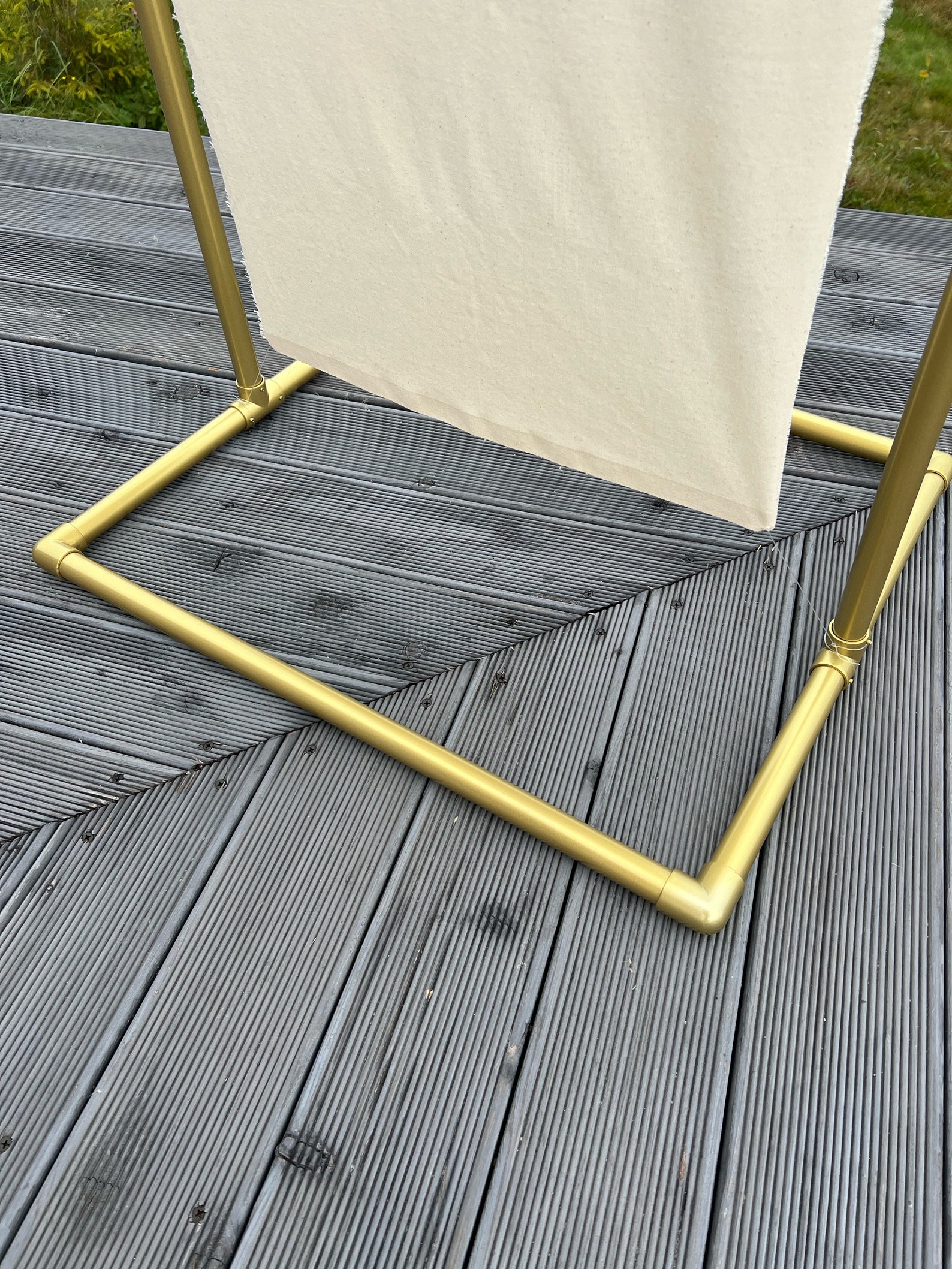 Gold Metal Stand for Welcome Sign, Personalized Linen Banner for ...