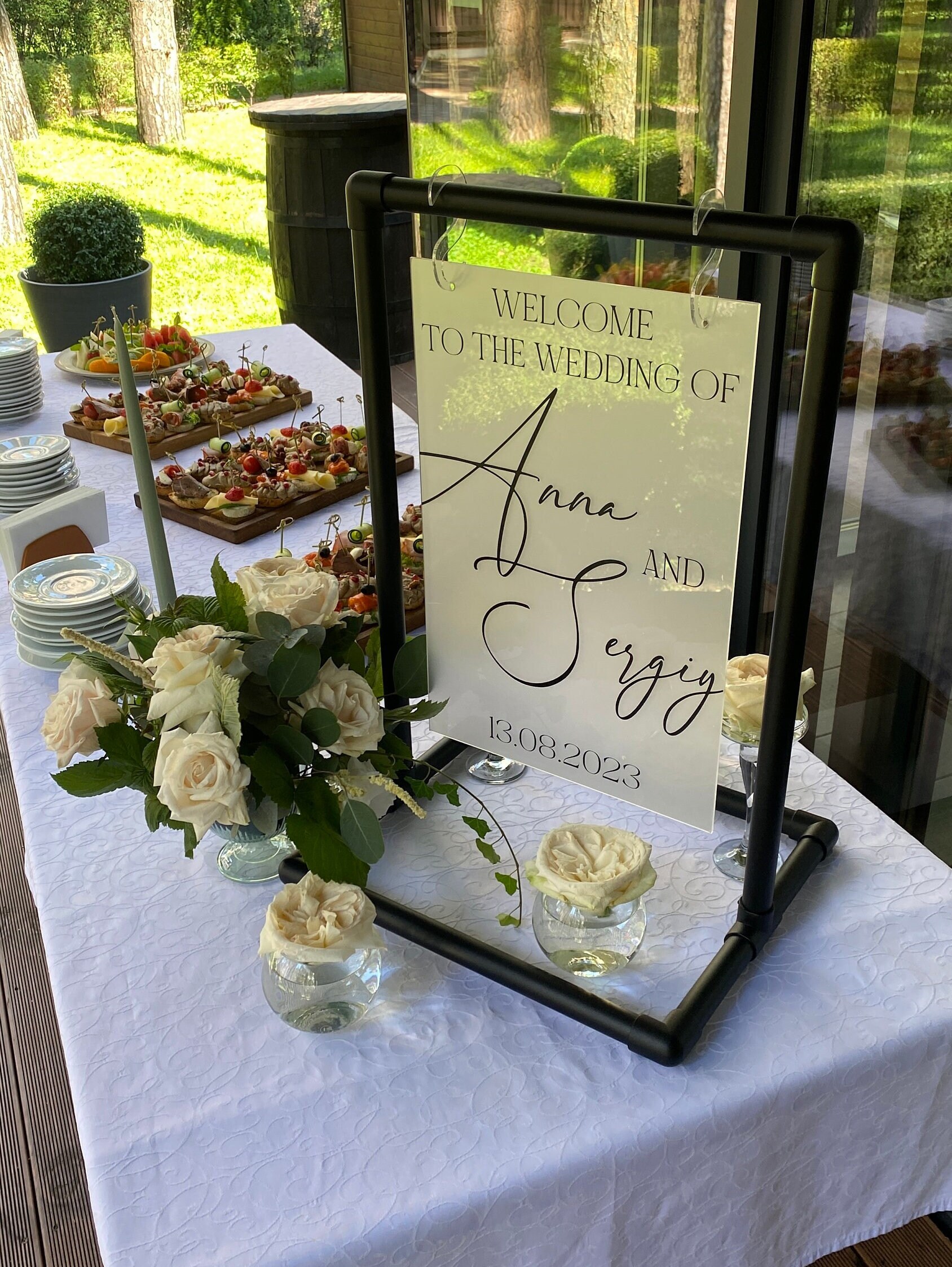 Wedding Table Stand for Acrylic Signs, Wedding Sign Holder, Wedding Bar ...