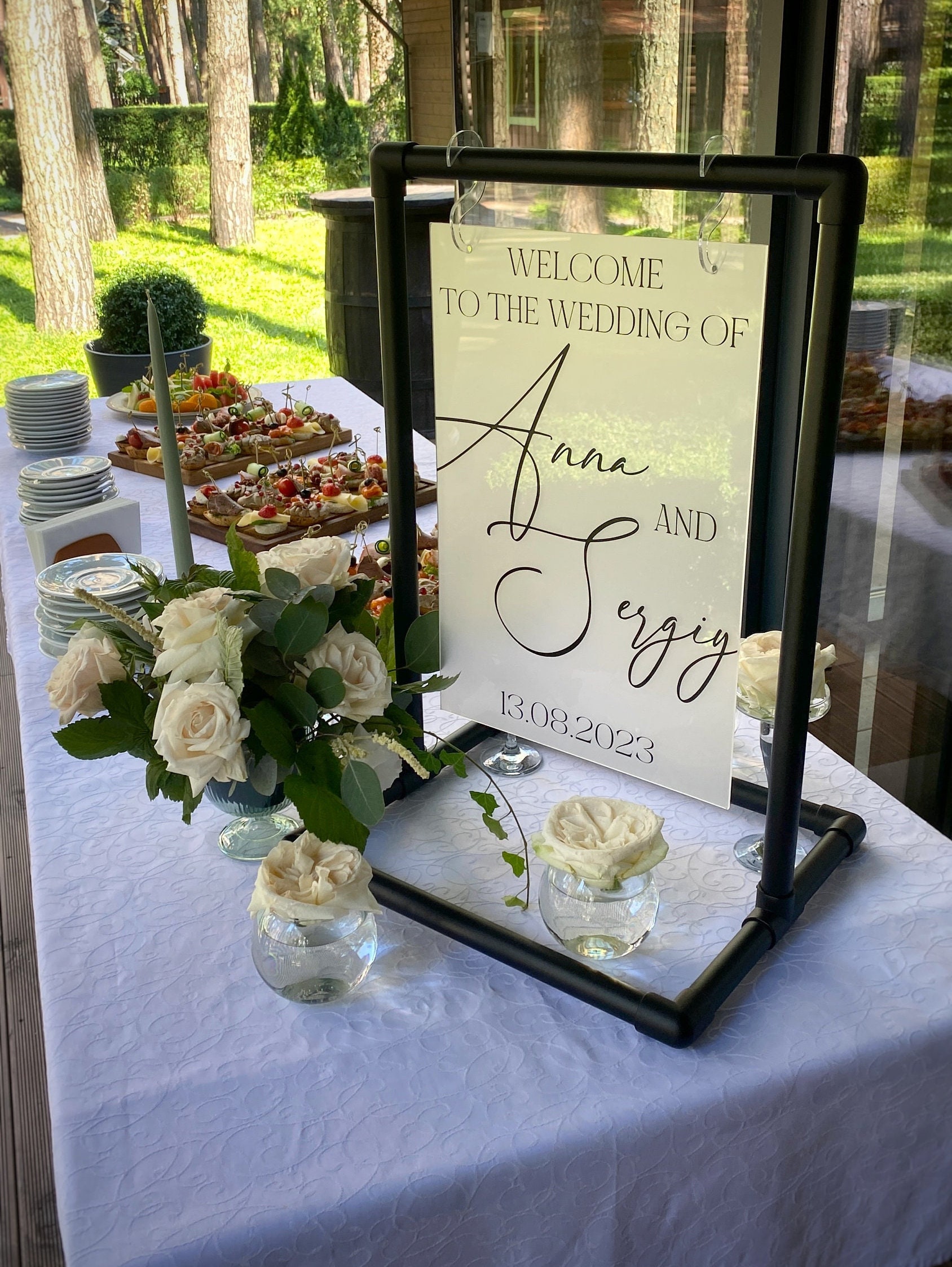 Wedding Table Stand for Acrylic Signs, Wedding Sign Holder, Wedding Bar ...