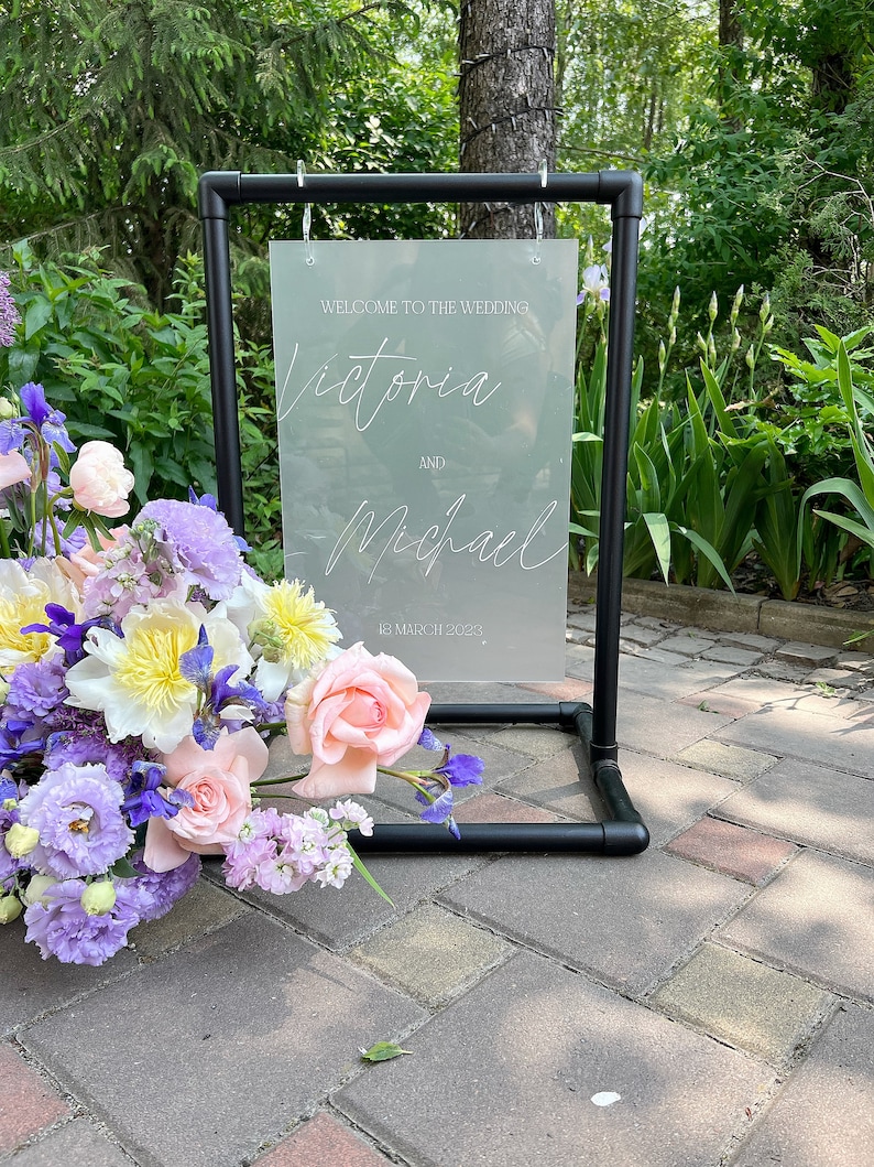 Personalized Wedding Decor, Floor Sign Holder, Wedding Welcome Frame ...