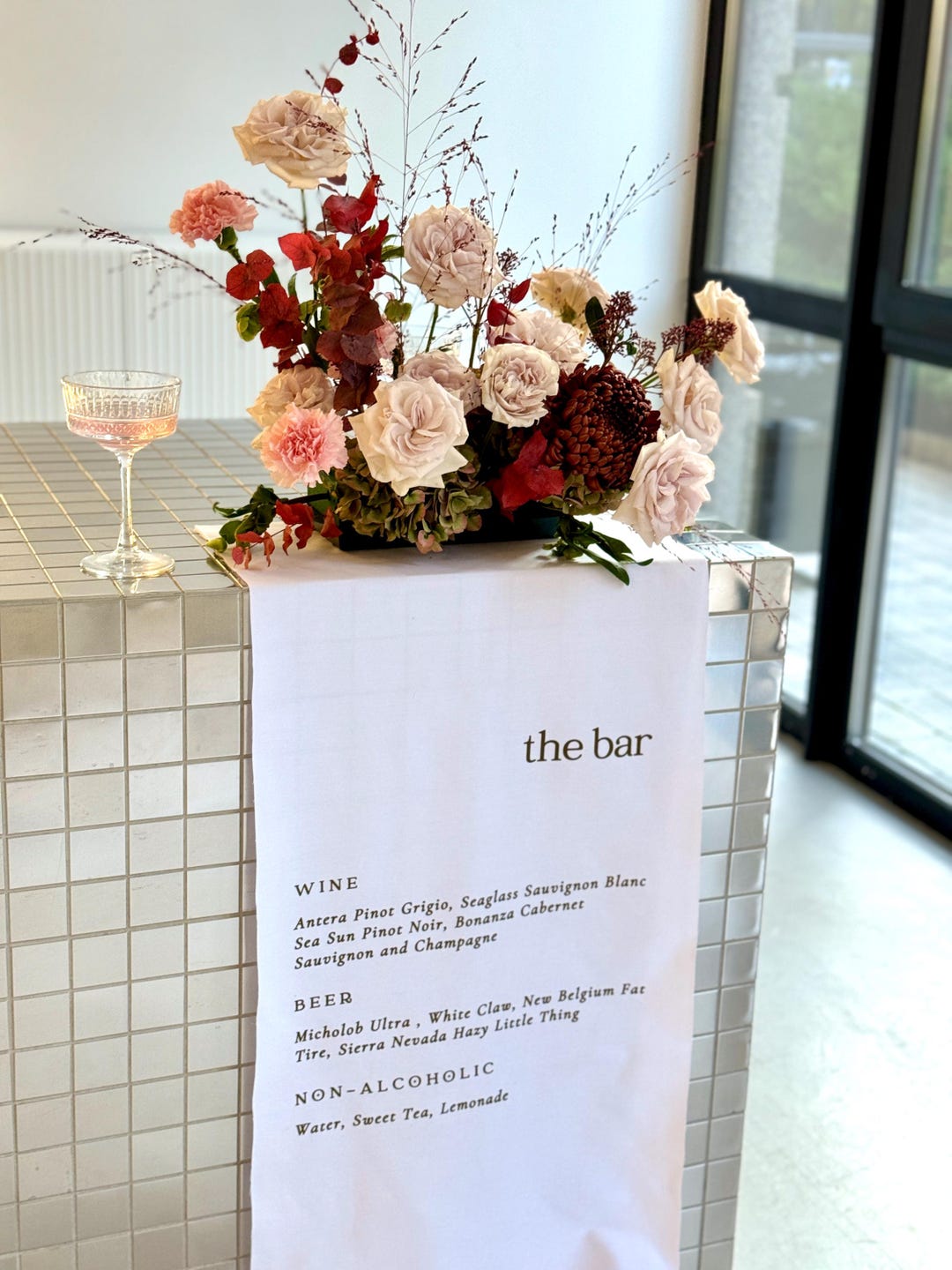 Custom Bar Menu Sign | Minimalist Textile Decoration for Wedding or ...