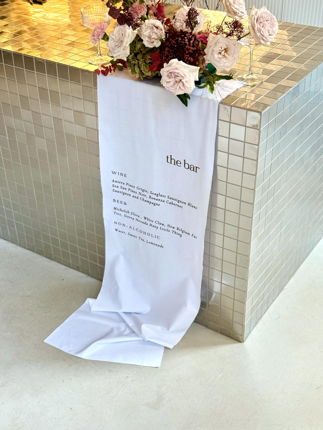 Minimalistic Bar Menu Sign for Wedding, Fabric Bar Menu for Party ...