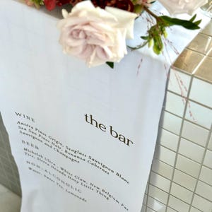 Minimalistic Bar Menu Sign for Wedding, Fabric Bar Menu for Party ...