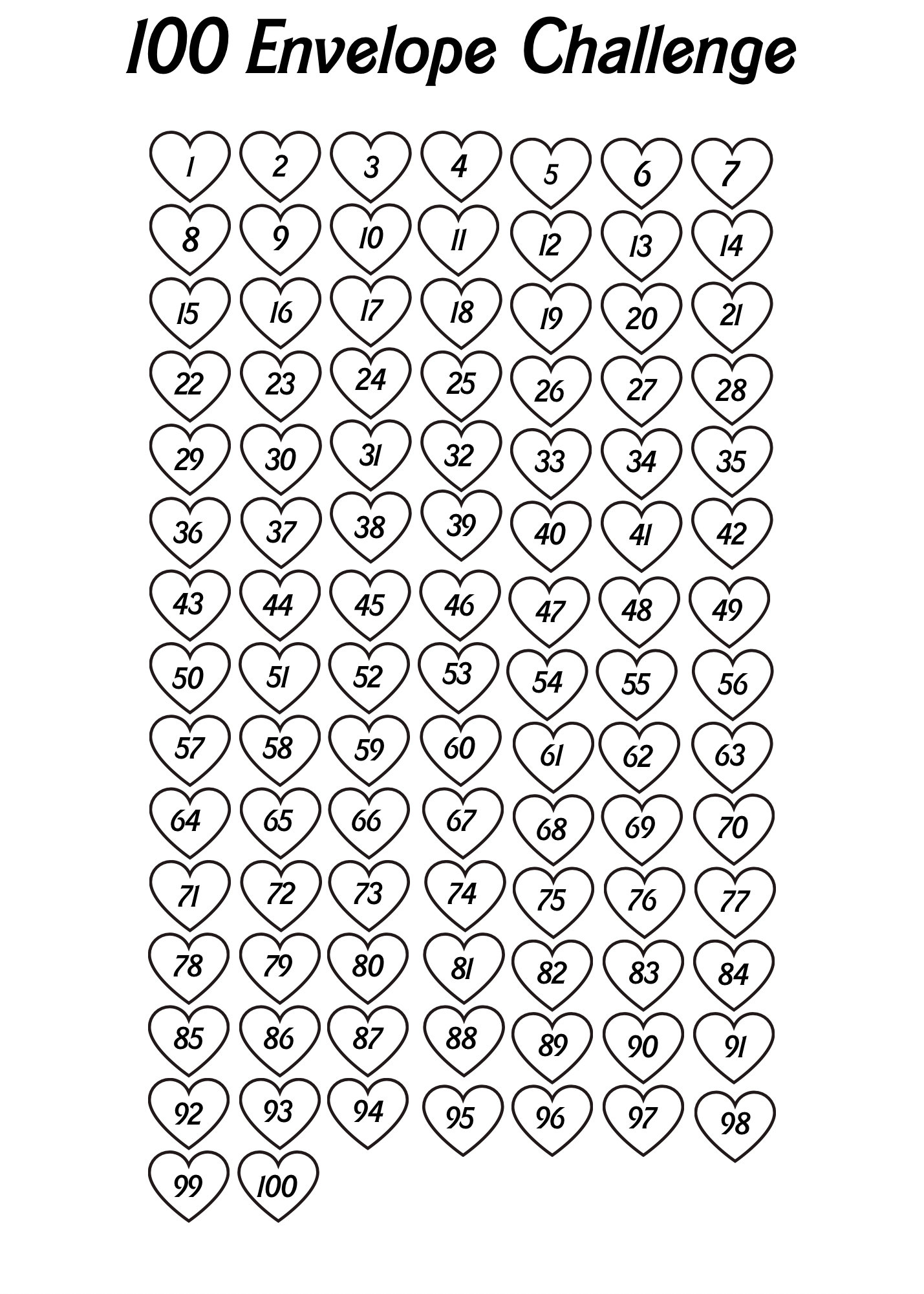 100 Envelope Challenge - Etsy