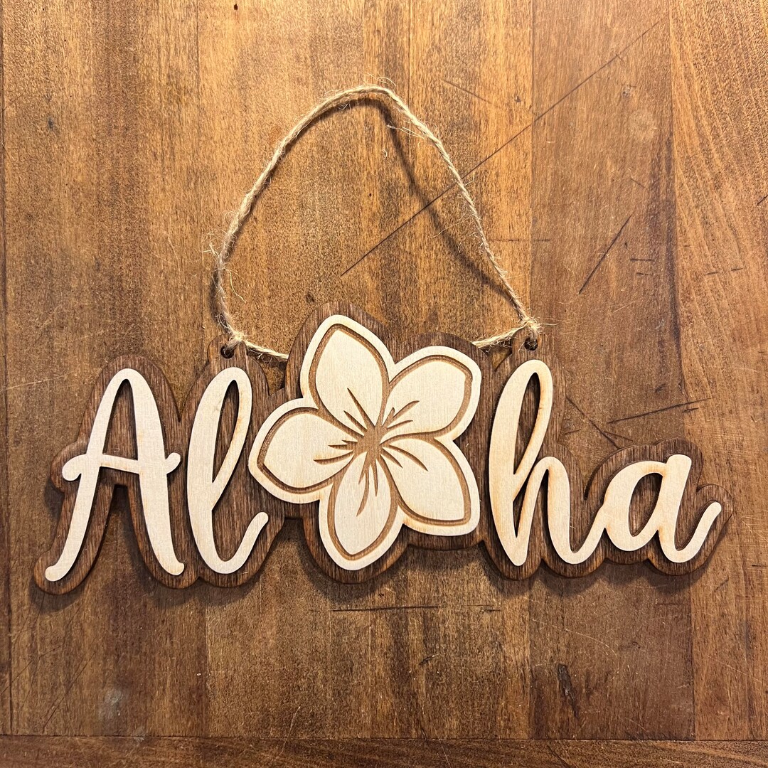 ALOHA Wooden Hanging Sign Plumeria - Etsy