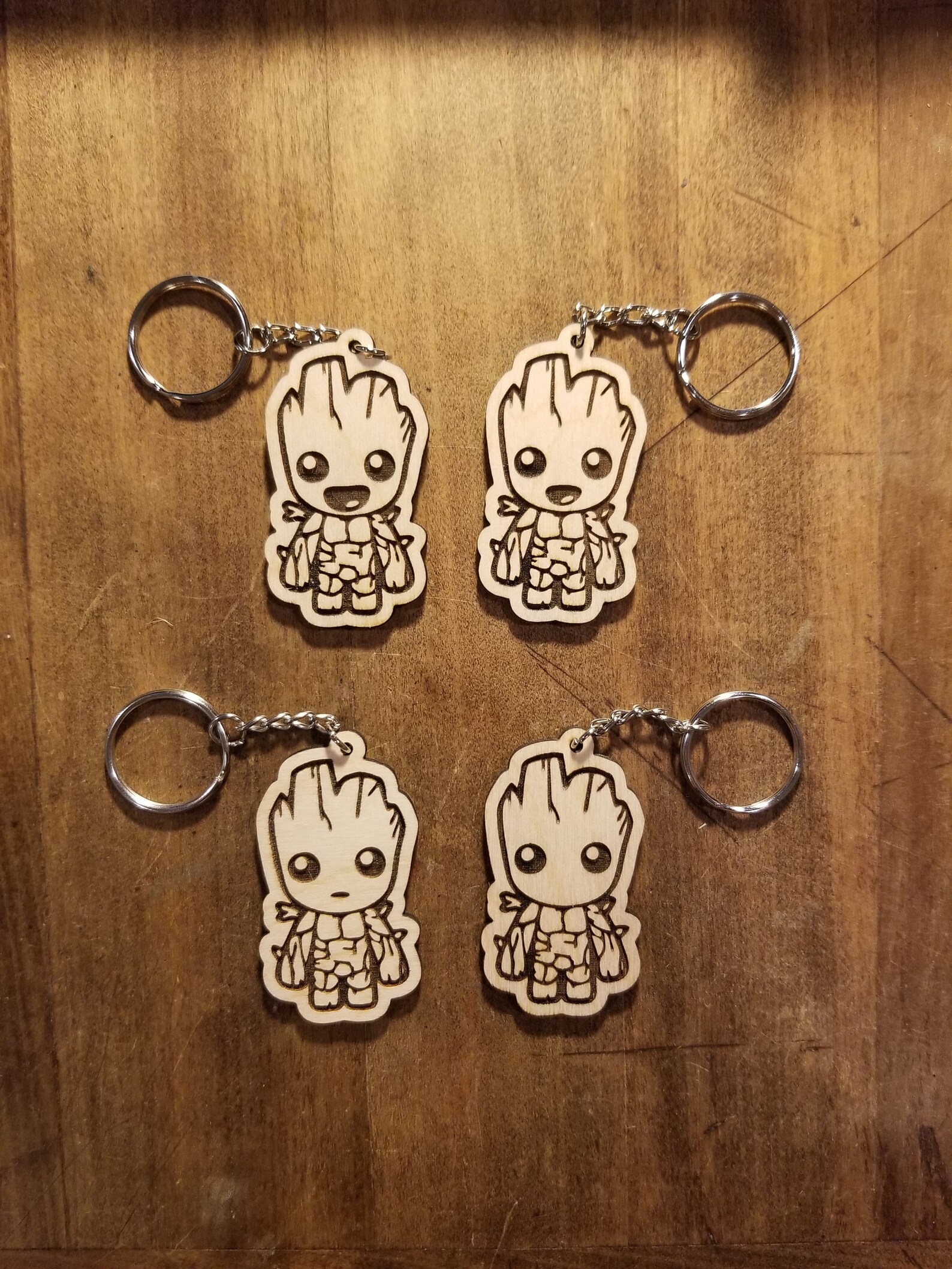 Baby Groot Wooden Keychains - Etsy