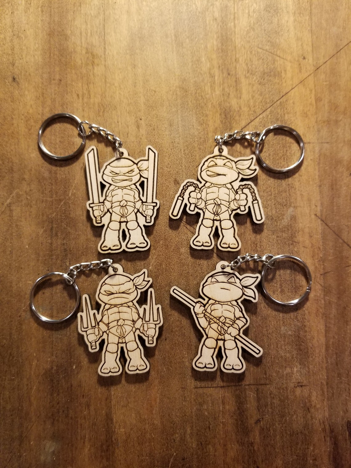 TMNT Laser Cut Wooden Keychains | Etsy