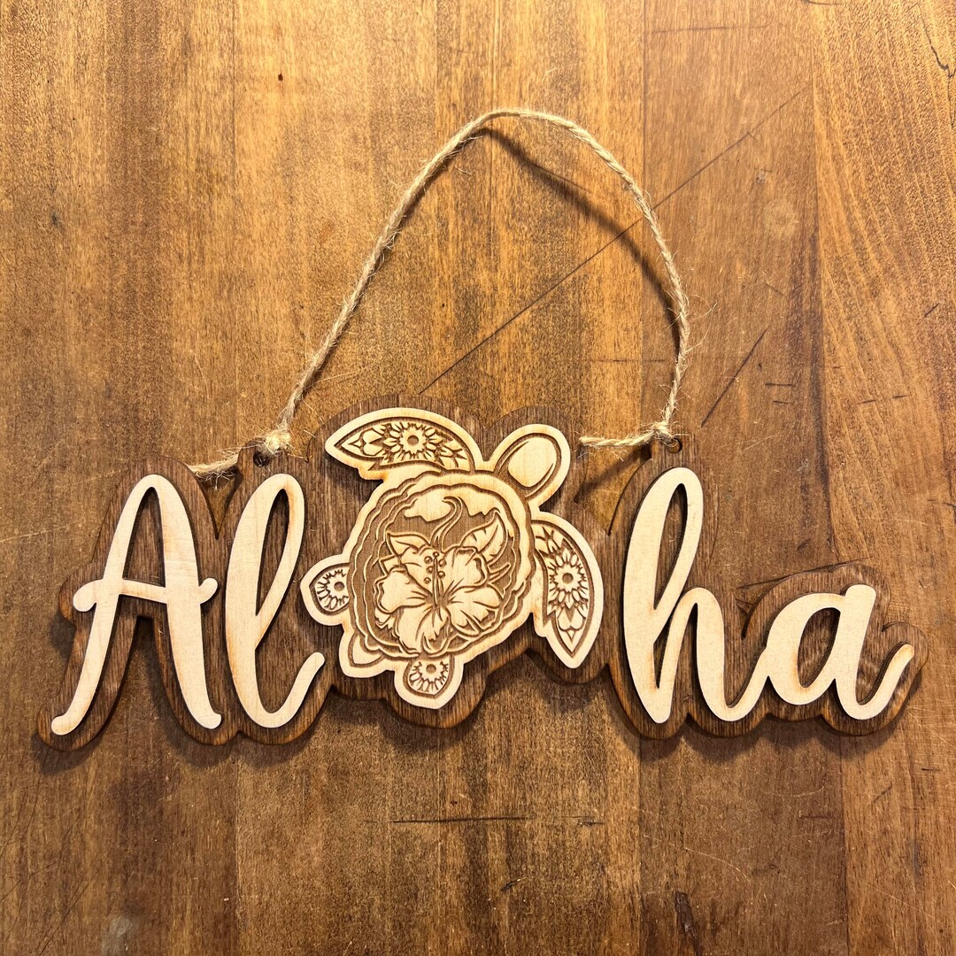 ALOHA Wooden Hanging Sign Turtle - Etsy