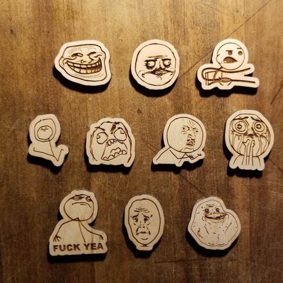 Rage Face Wooden Pins - Etsy