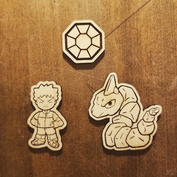 Brock and Onyx Wooden Pokemon Pins - Etsy