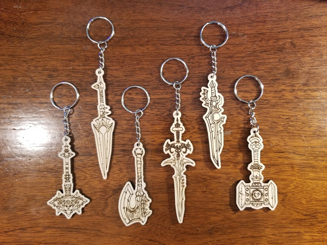 Wow Weapon Wooden Keychains - Etsy