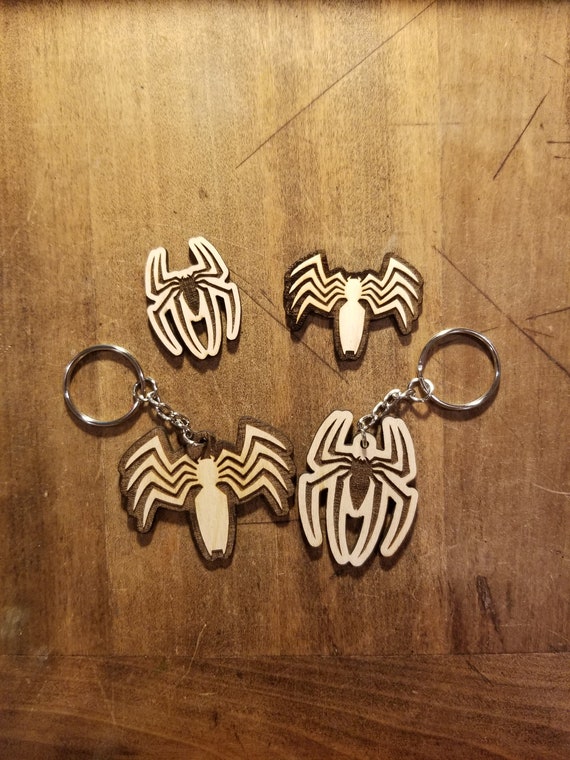 Spiderman and Venom Wooden Pin or Keychain - Etsy