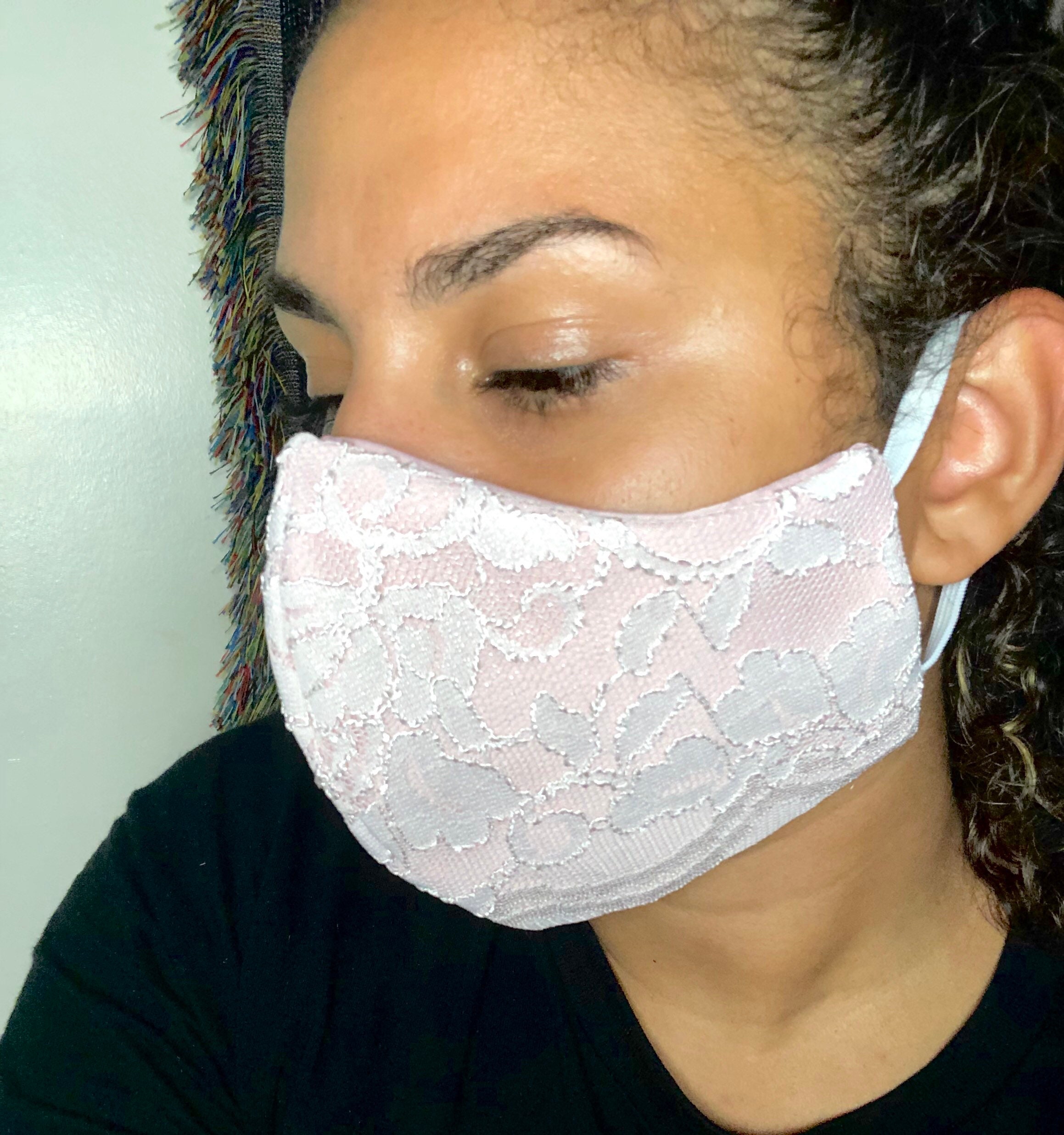 Light Pink Lace Face Mask, Bridesmaid or Prom Face Mask, Great for ...