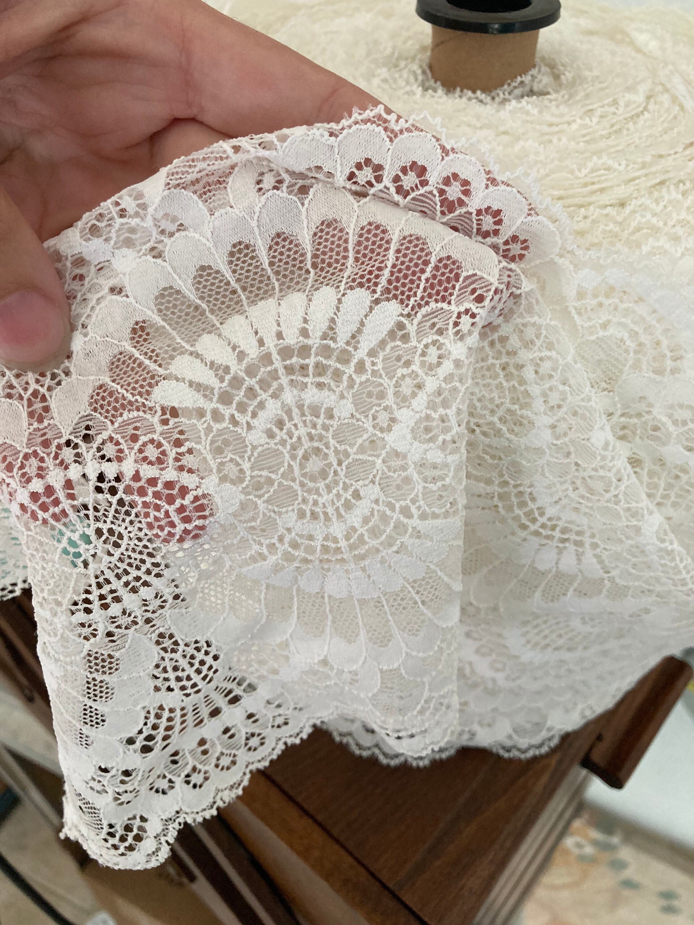 White Stretch Lace 3 Inch Thick by the Yard - Etsy