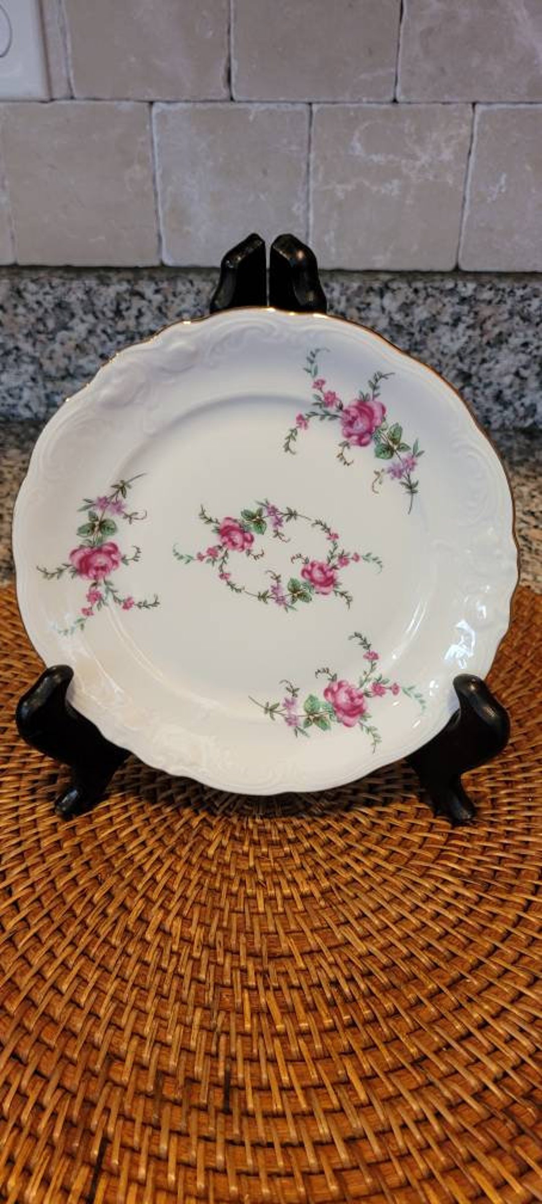 Vintage Wawel Rose Garden Read and Butter Plate 6 3/4 Set of 4 Plates ...