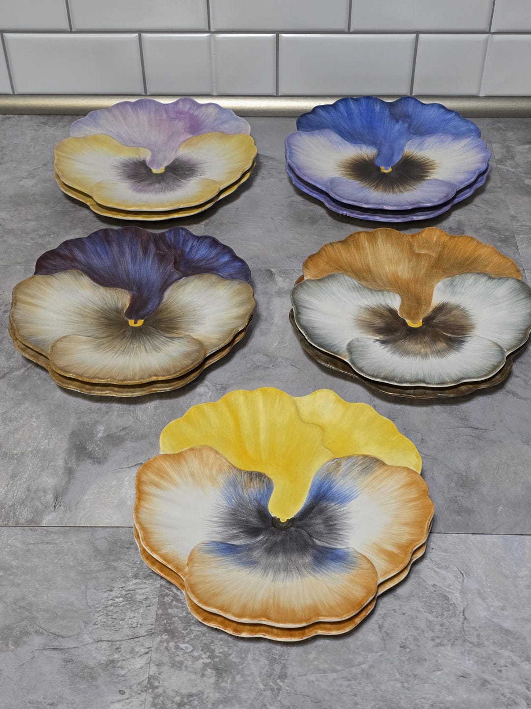 5 Marcel Guillot French Pansy Flower Plate 8" Hand Painted France ...