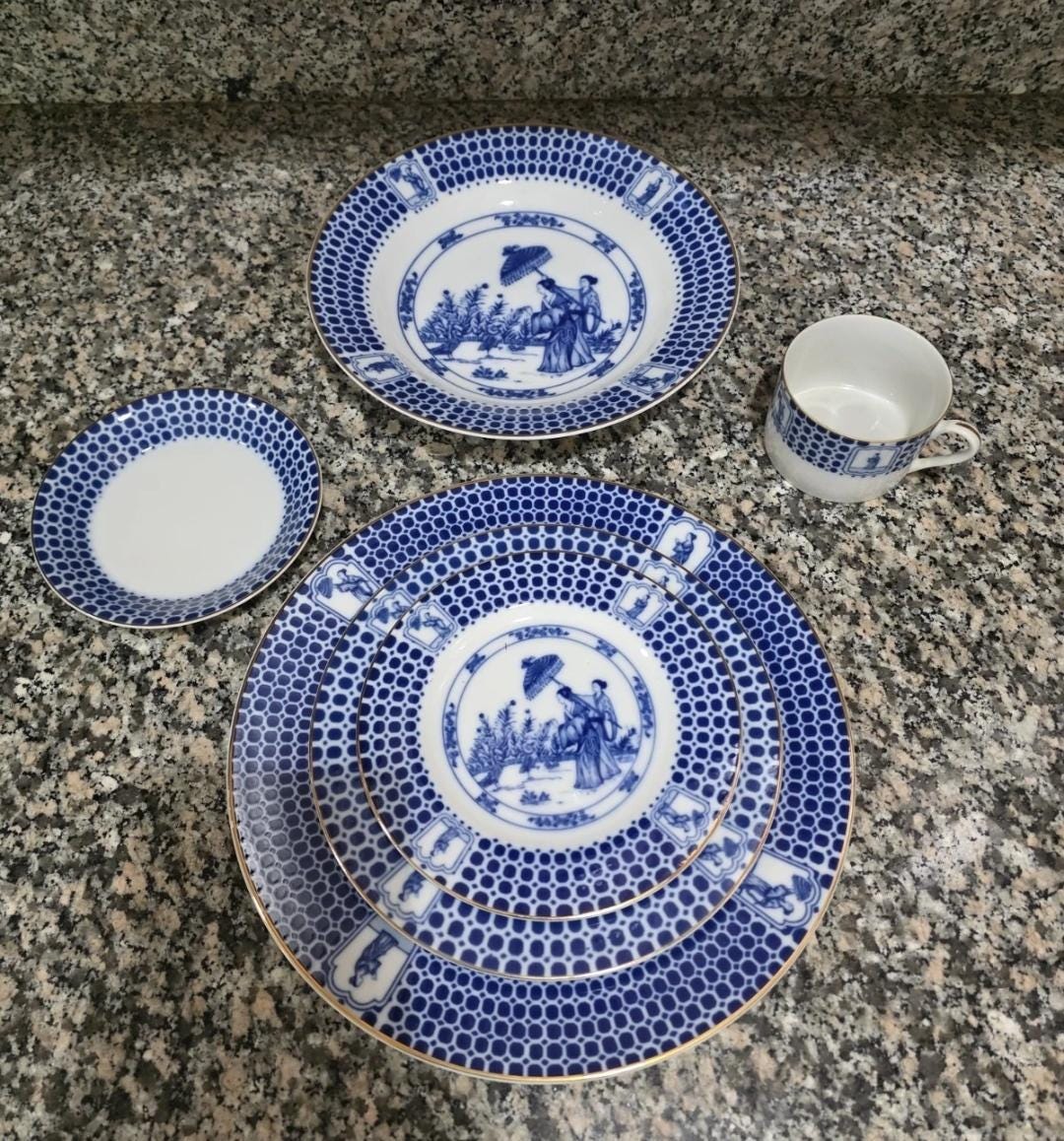 Vintage Sigma Deco Porcelain Dinnerware Set, Lady Parasol Design - Etsy