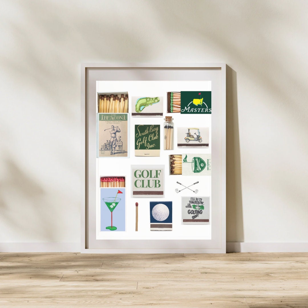 Vintage Matchbook Print, Golf Art, Digital Print, Digital Download ...
