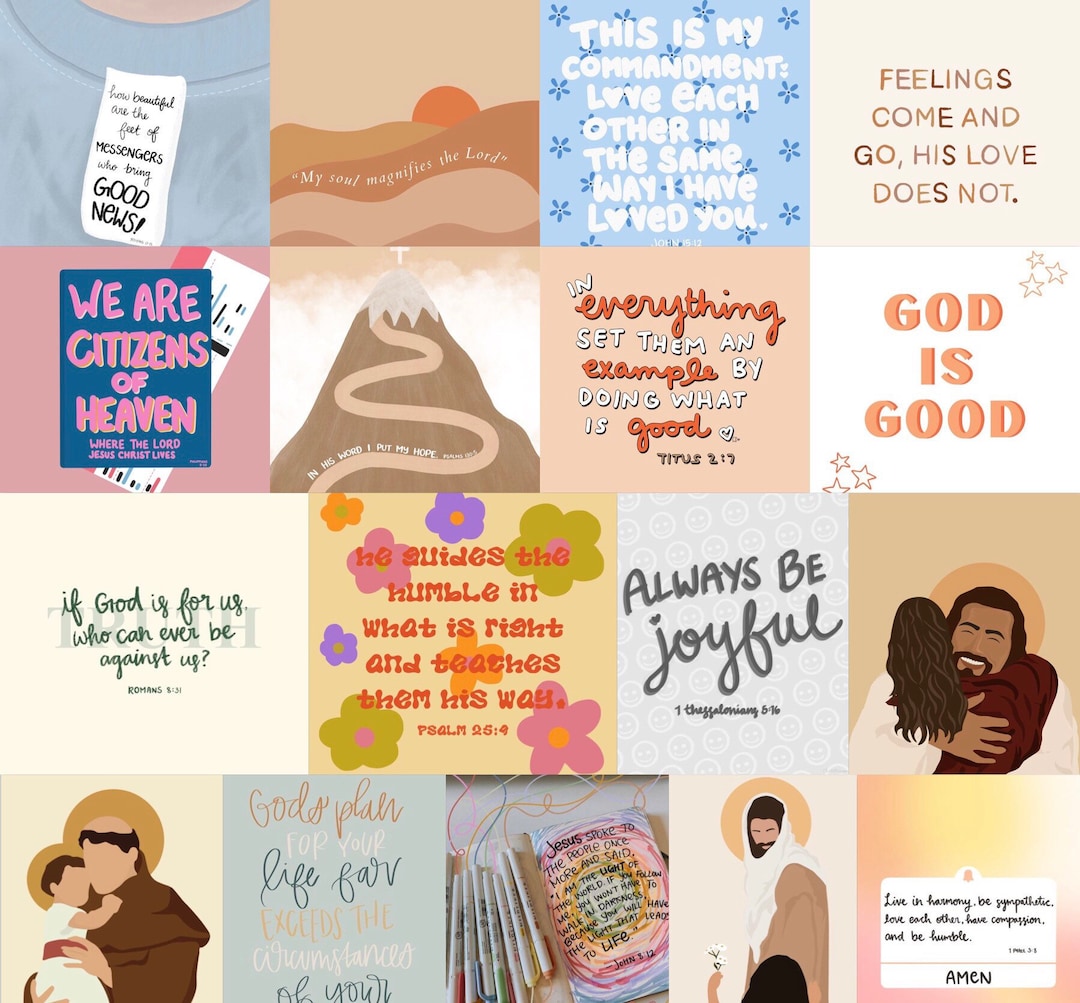 CHRISTIAN Wall Collage Kit - 50/85/125/165/200 Pcs -god, Jesus ...