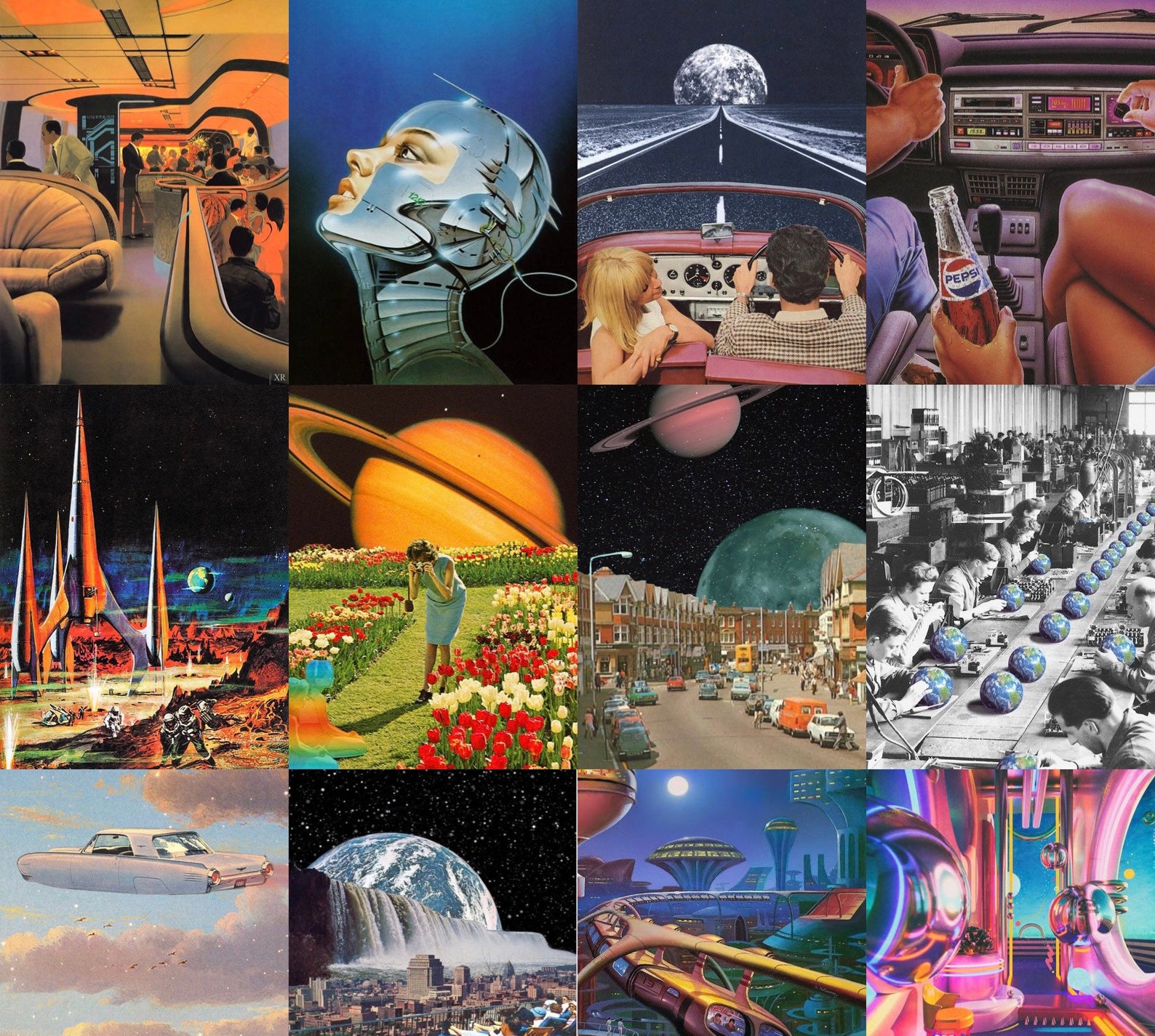 RETRO FUTURISM Wall Collage Kit - 50/85/125/165/200 Pcs - VSCO, Trendy ...
