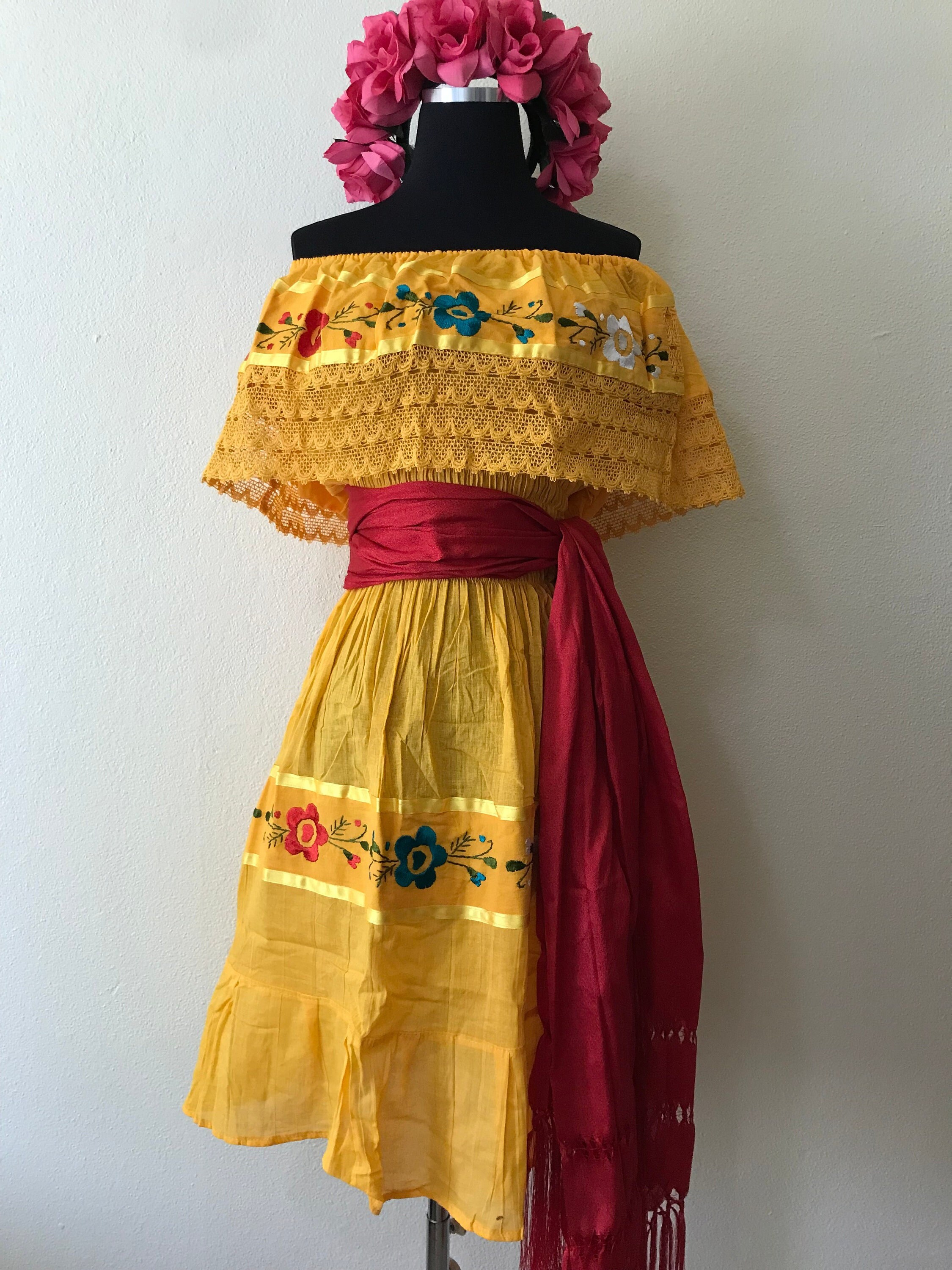 Mexican Embroidered Flower Dress - Etsy