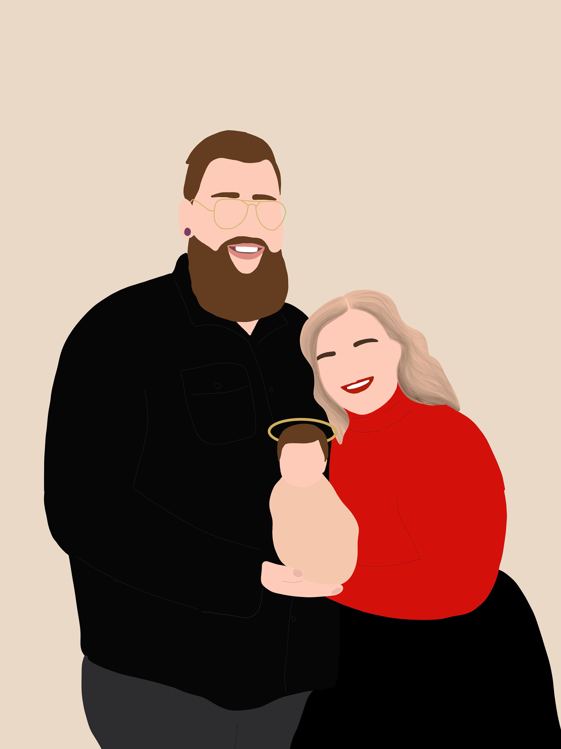 Memorial Photo Drawing Custom Digital Portrait Family Loss - Etsy