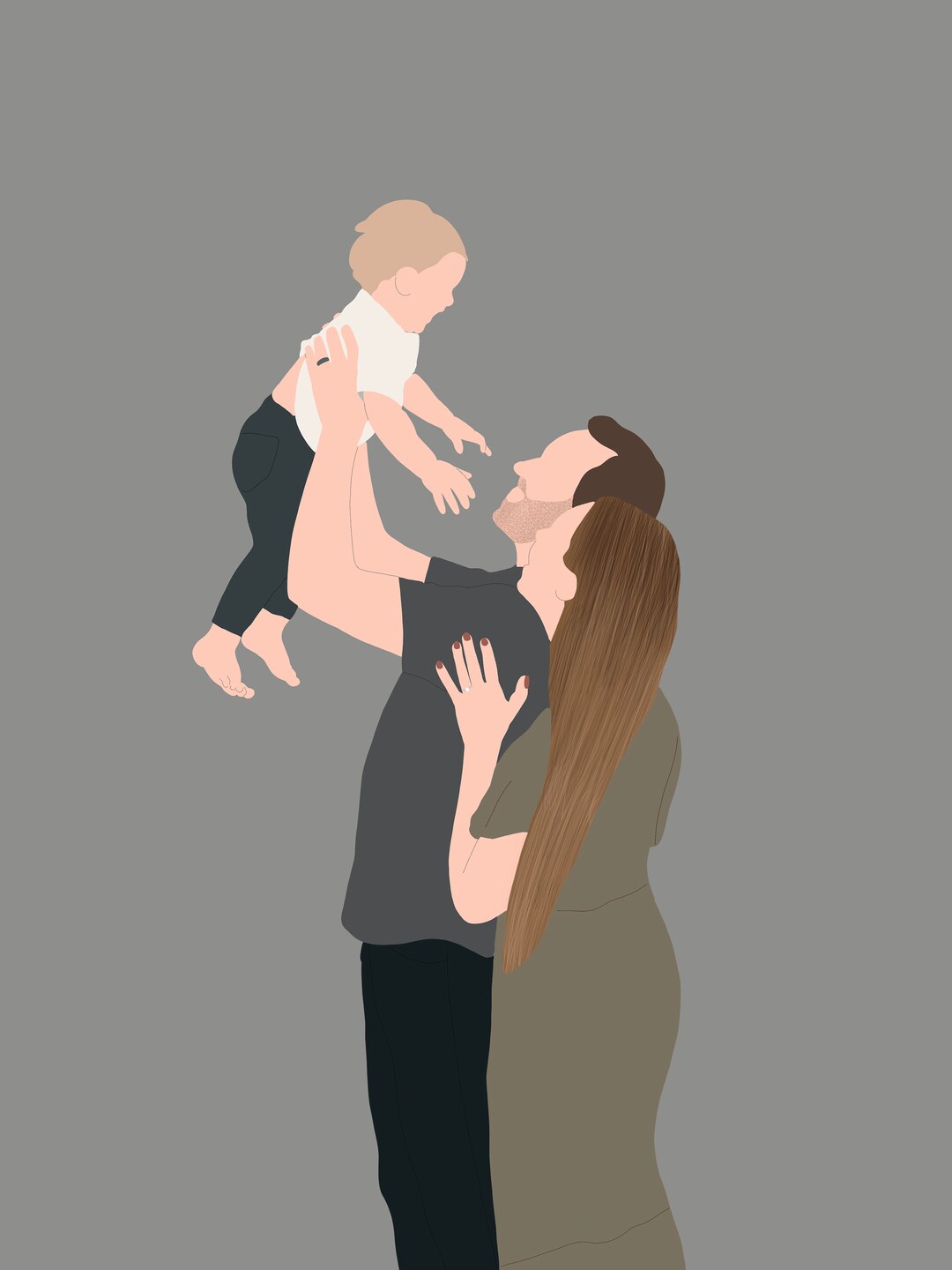 DIGITAL PORTRAIT Minimalistic Digital Portrait Faceless Family Portrait ...