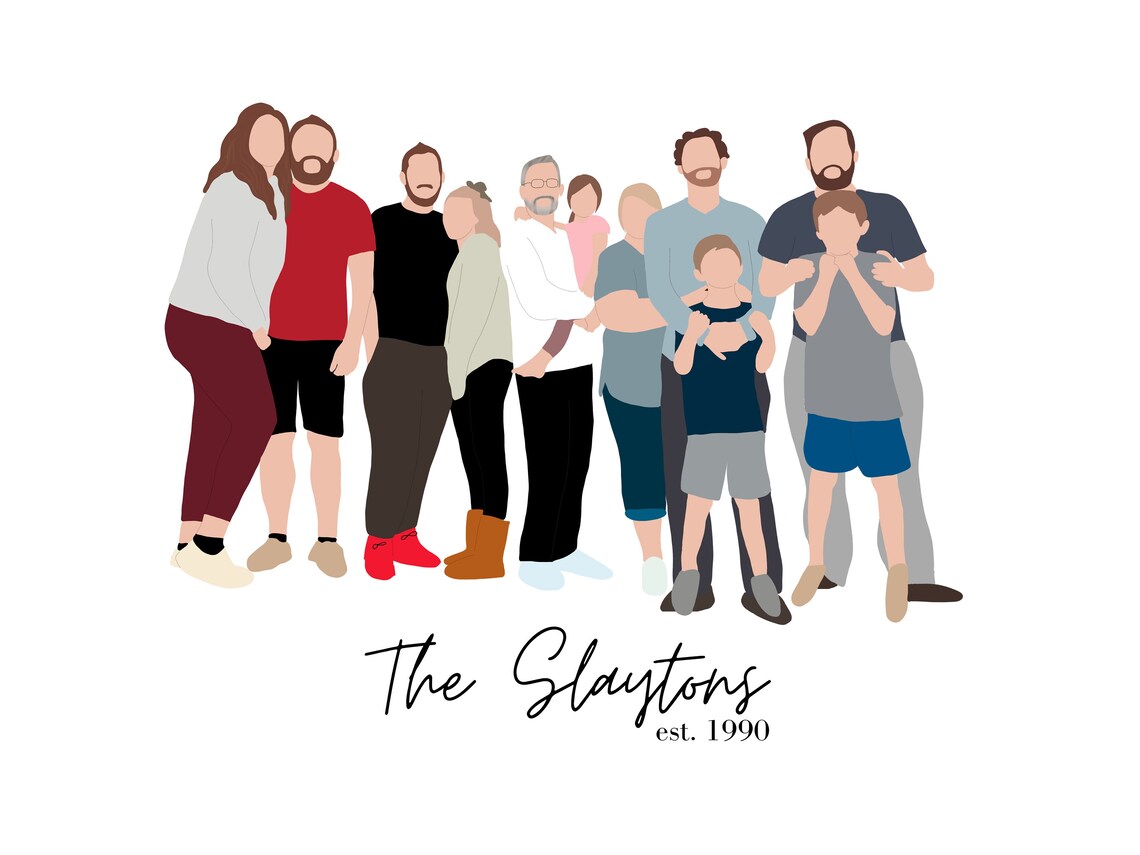 Custom Family Portrait Faceless Family Portrait Custom - Etsy