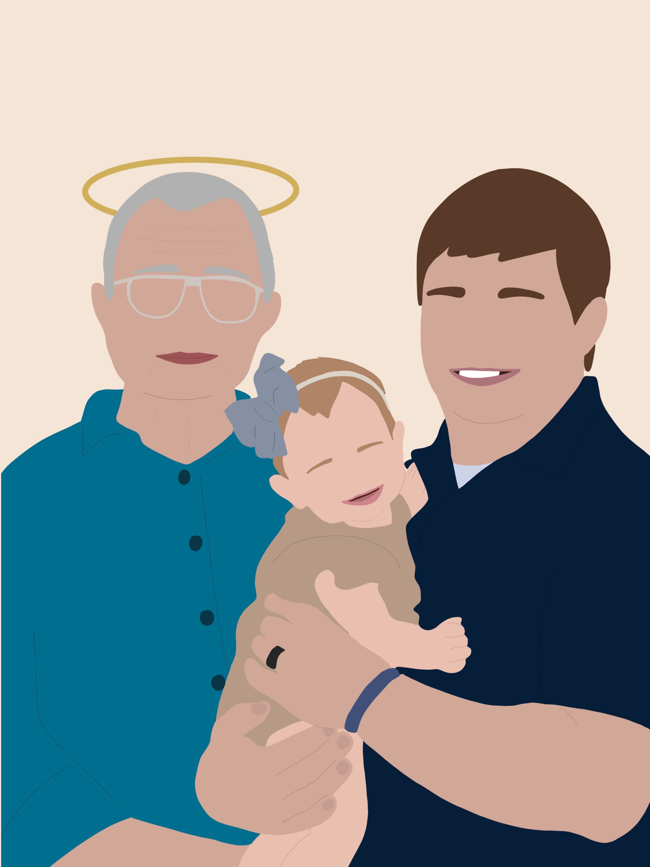 Memorial Photo Drawing Custom Digital Portrait Family Loss - Etsy