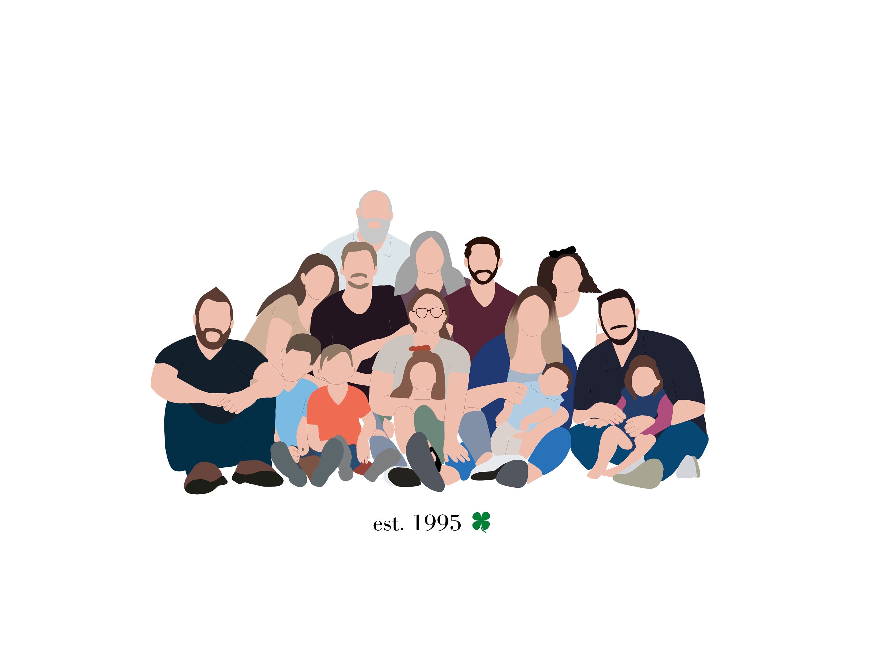 Custom Family Portrait Faceless Family Portrait Custom - Etsy