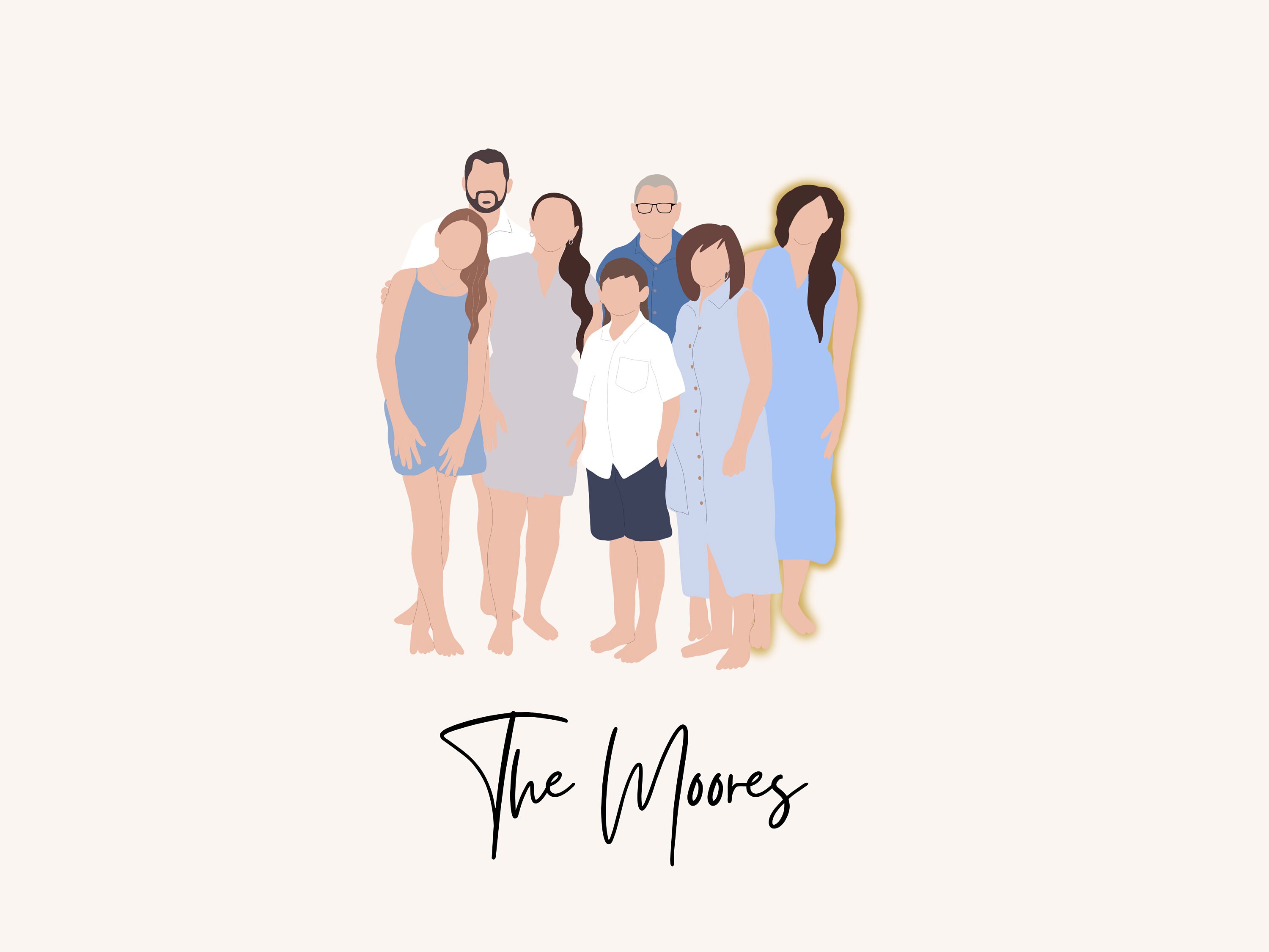 Custom Family Portrait Faceless Family Portrait Custom - Etsy