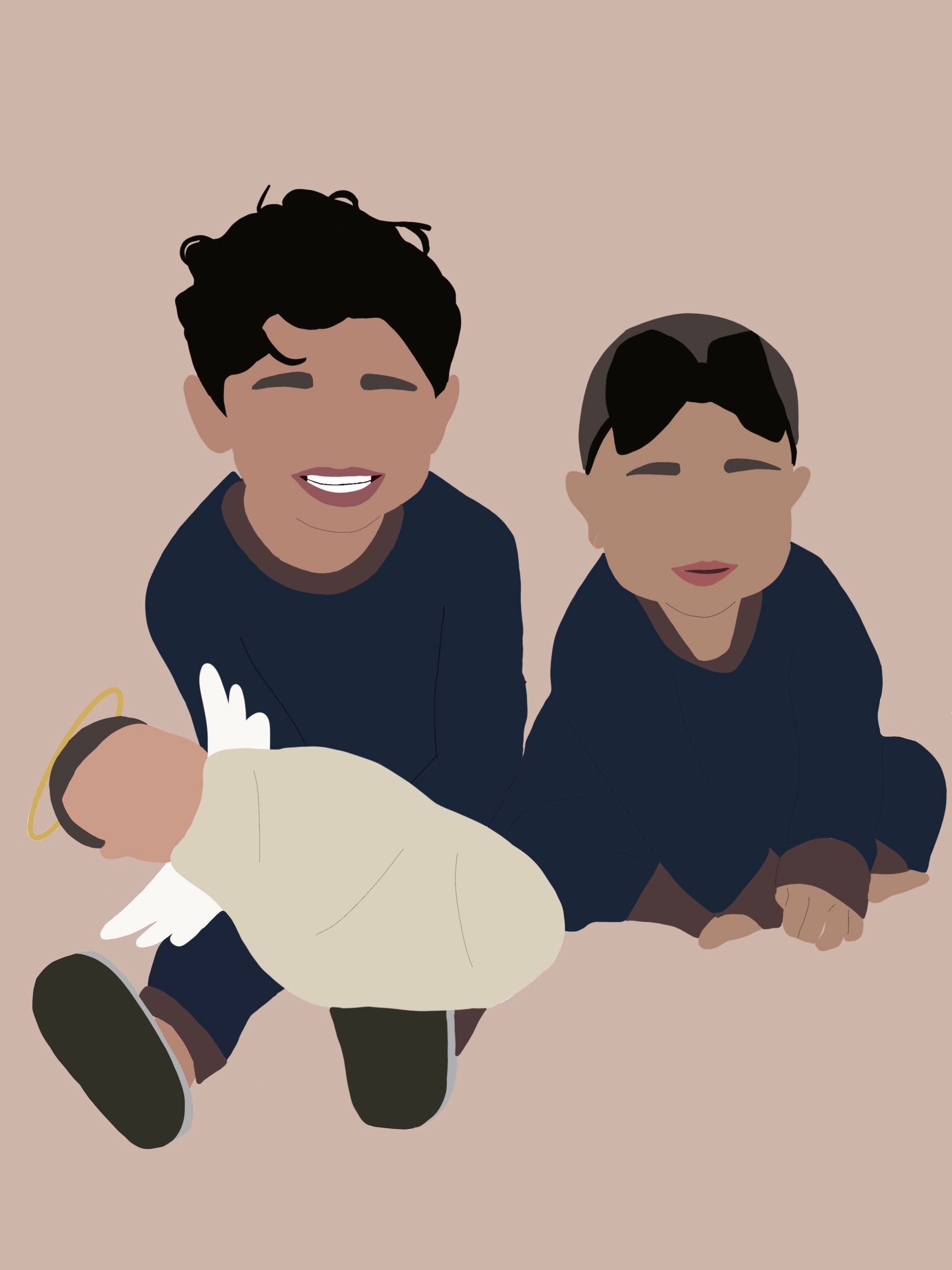 Memorial Photo Drawing Custom Digital Portrait Family Loss - Etsy