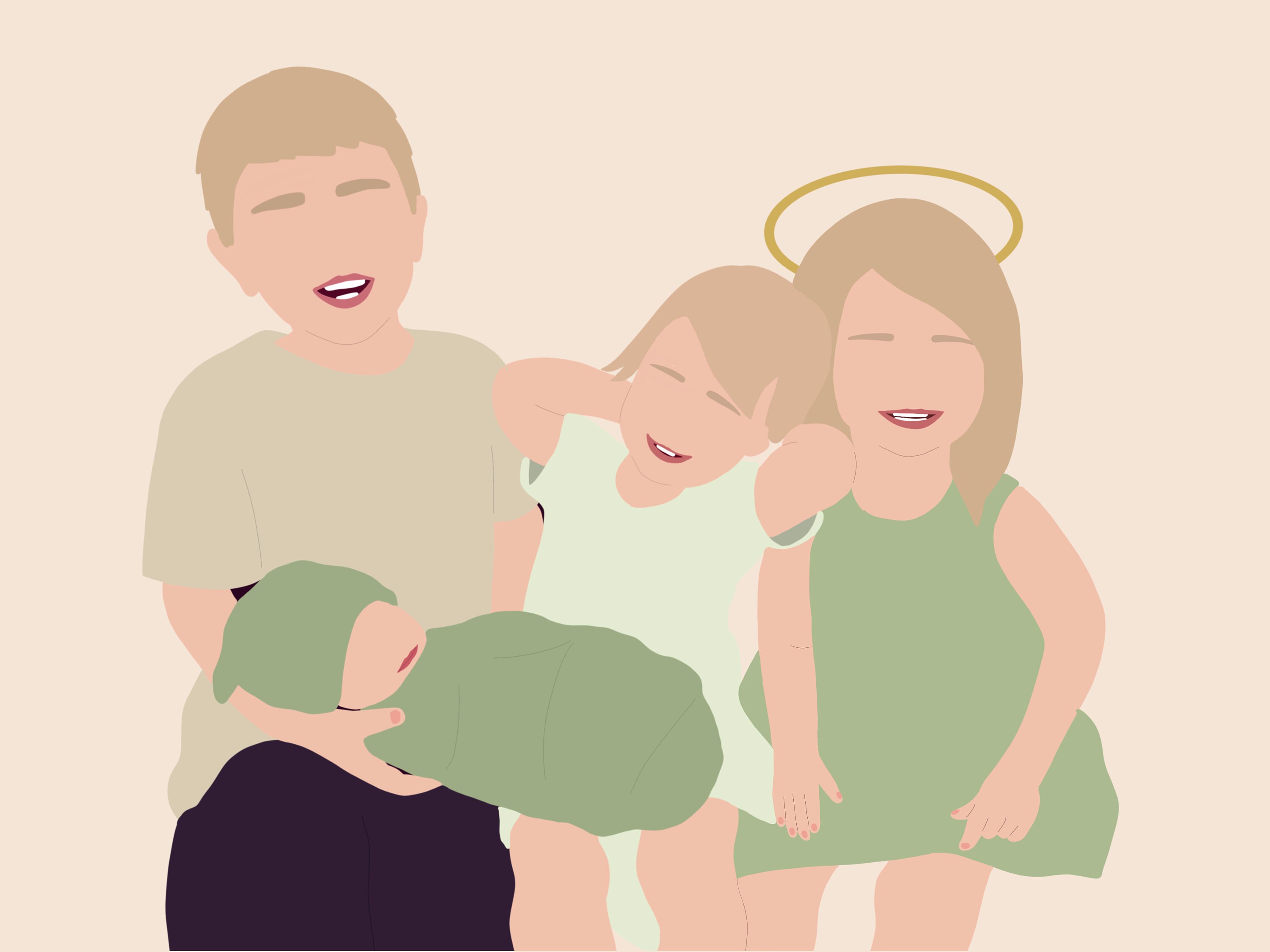 Memorial Photo Drawing Custom Digital Portrait Family Loss - Etsy