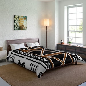 White, Black & Brown tribal Inspired Comforter Bedroom Decor ...
