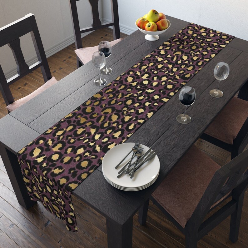Purple Animal Print Leopard Inspired Table Runner Home - Etsy