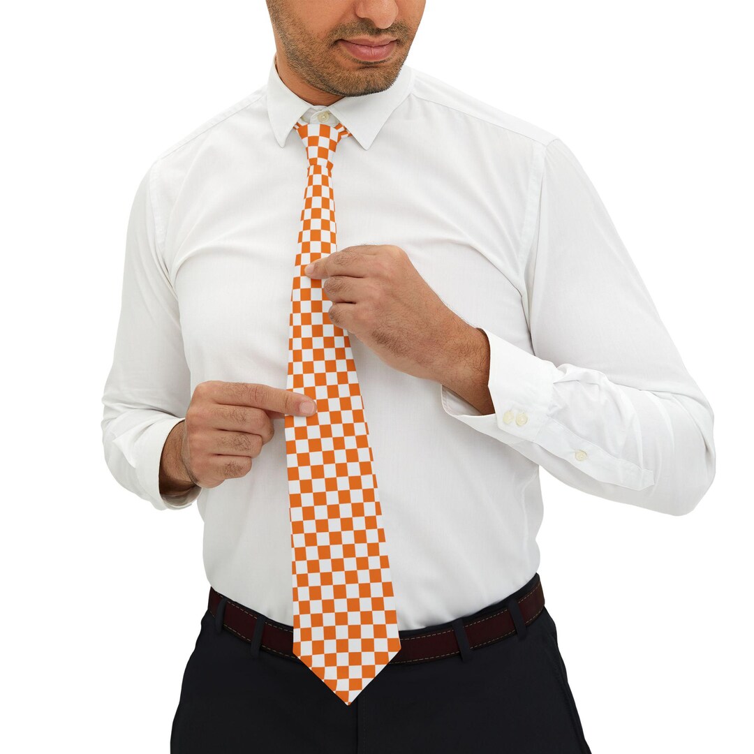 Necktie for Tennessee Vols Football Fans Orange & White Checkerboard ...