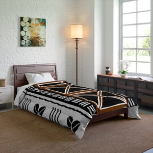 White, Black & Brown tribal Inspired Comforter Bedroom Decor ...