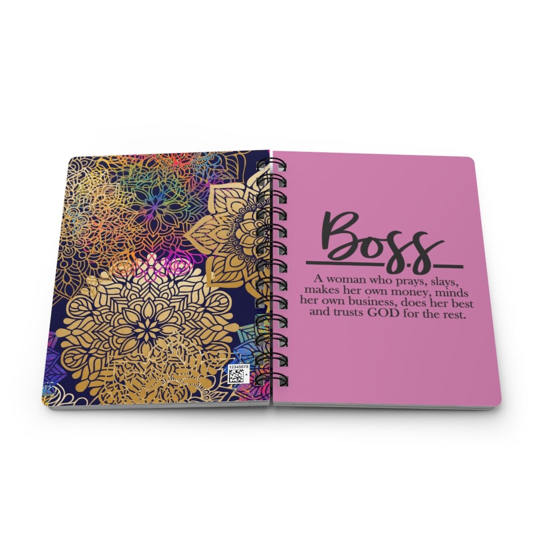 Woman Boss - Gold Mandala - Spiral Bound Notebook - Meditation Notebook ...
