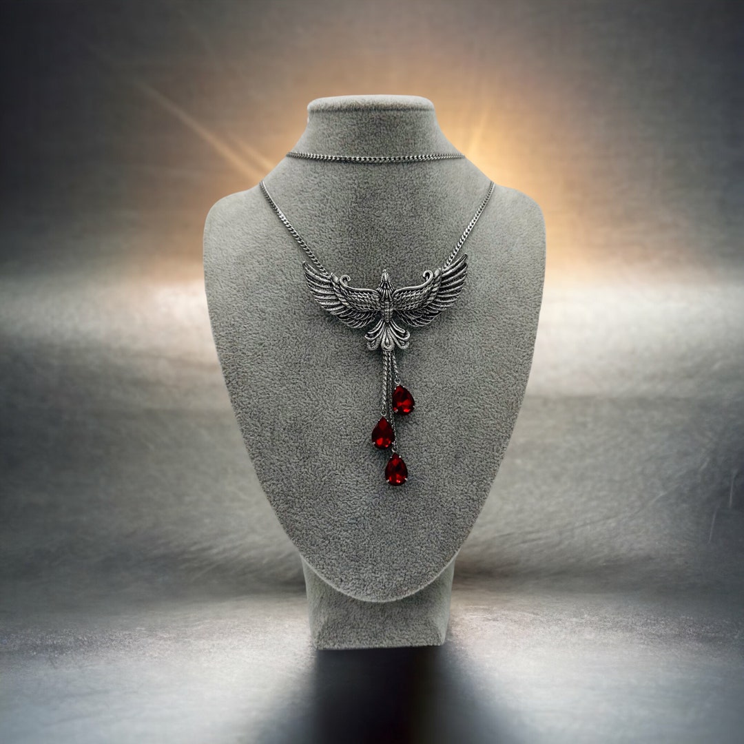 Phoenix Pendant Necklace: Rhinestone Bird Jewelry - Etsy