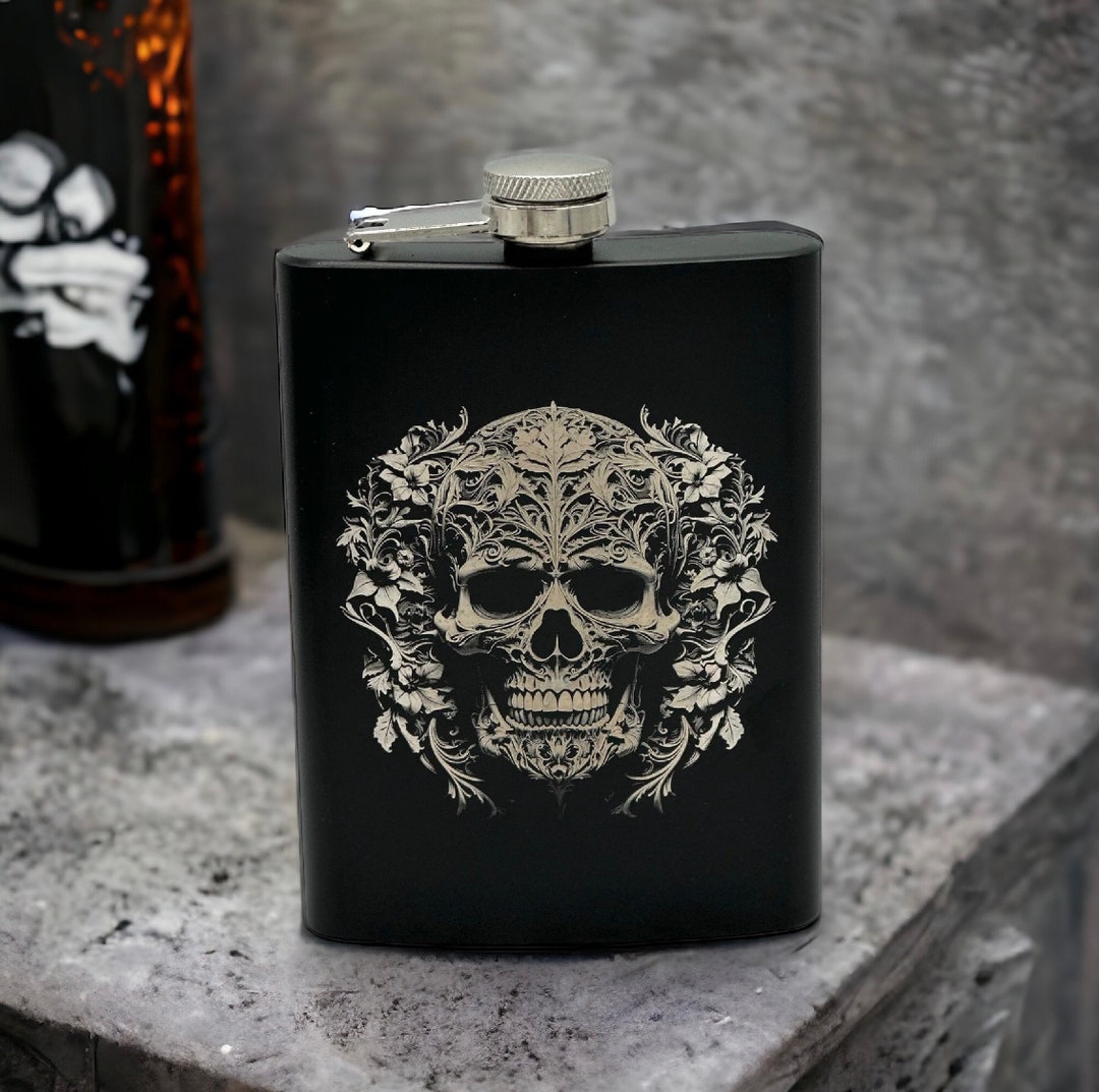 Skull Flask, Stainless Steel Flask, Viking Flask, Gift, Gothic Flask - Etsy