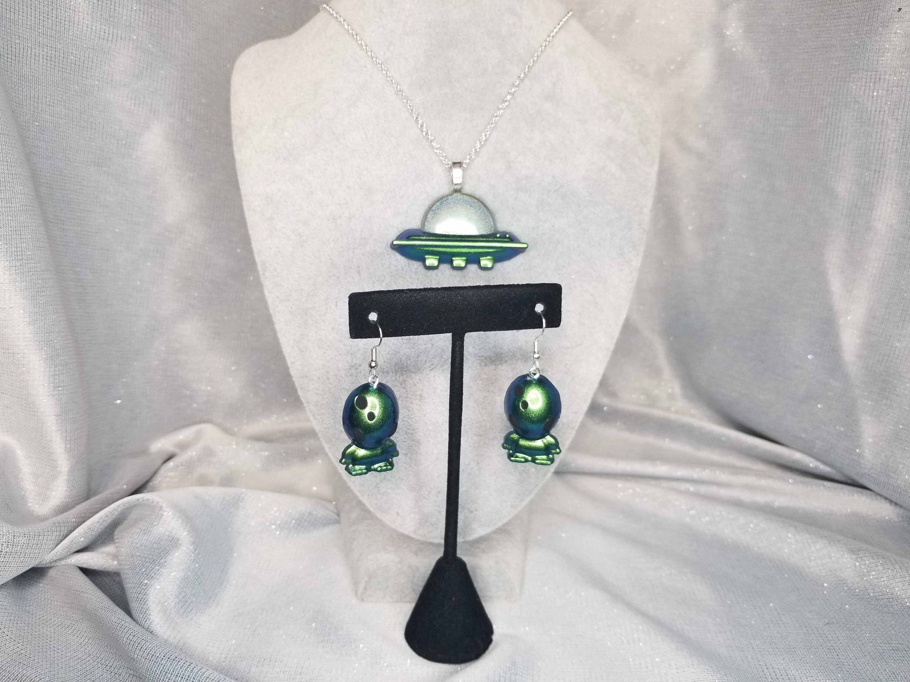 Alien Earrings UFO Necklace Alien Jewelry Fun Jewelry Sci | Etsy