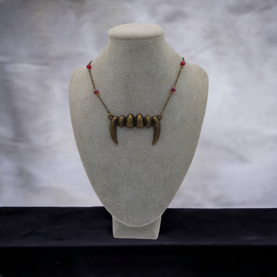 Vampire Necklace, Bronze Teeth, Vampire Fangs, Cosplay, Gothic Jewelry ...