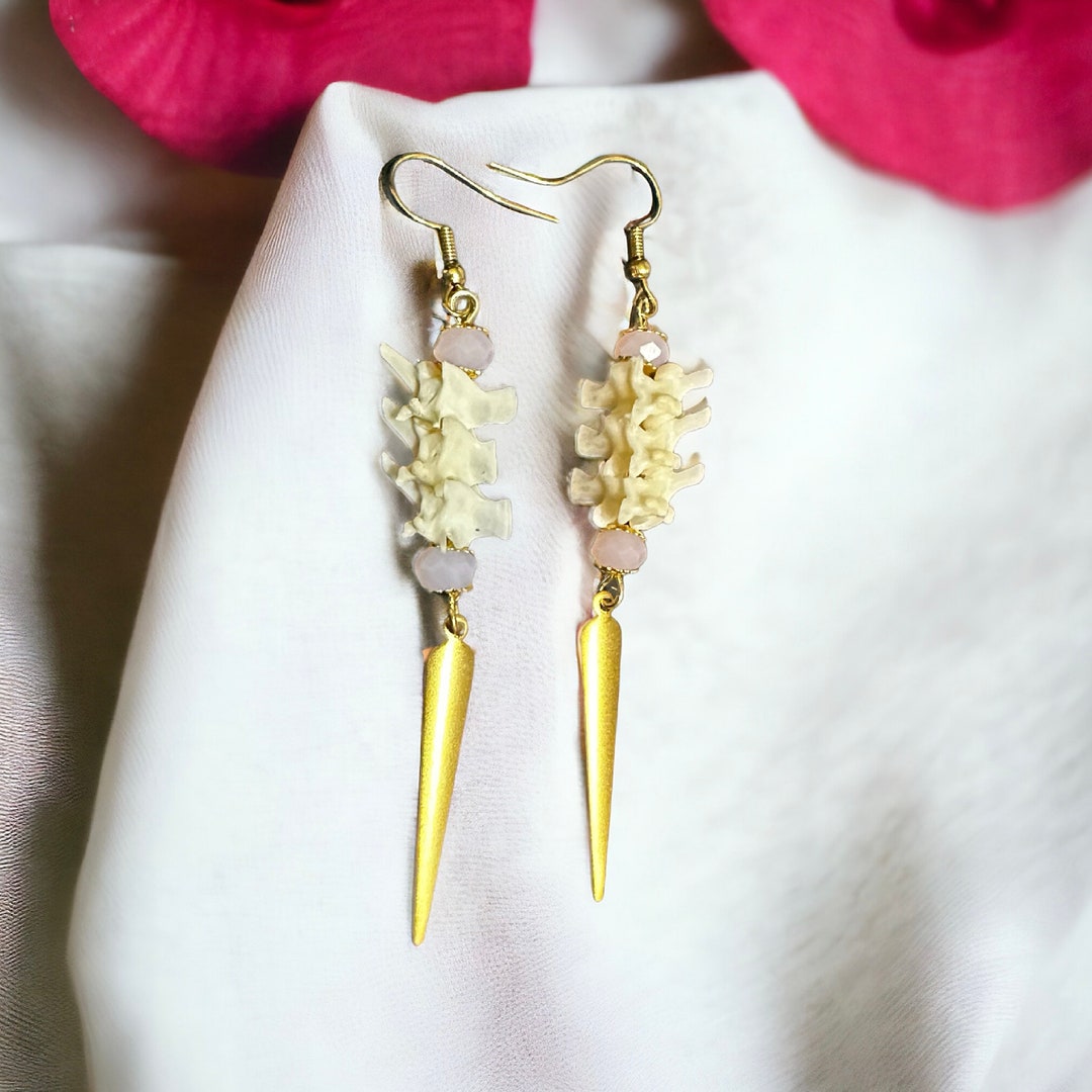 Bone Earrings, Vertebrae Earrings, Oddity Jewelry, Real Bone Jewelry - Etsy