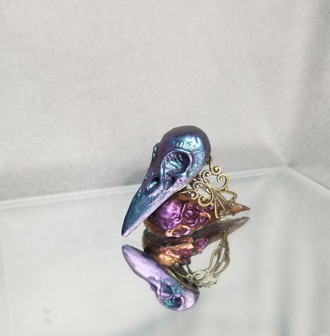 Bronze Raven Skull Ring: Gothic Macabre Jewelry - Etsy 日本