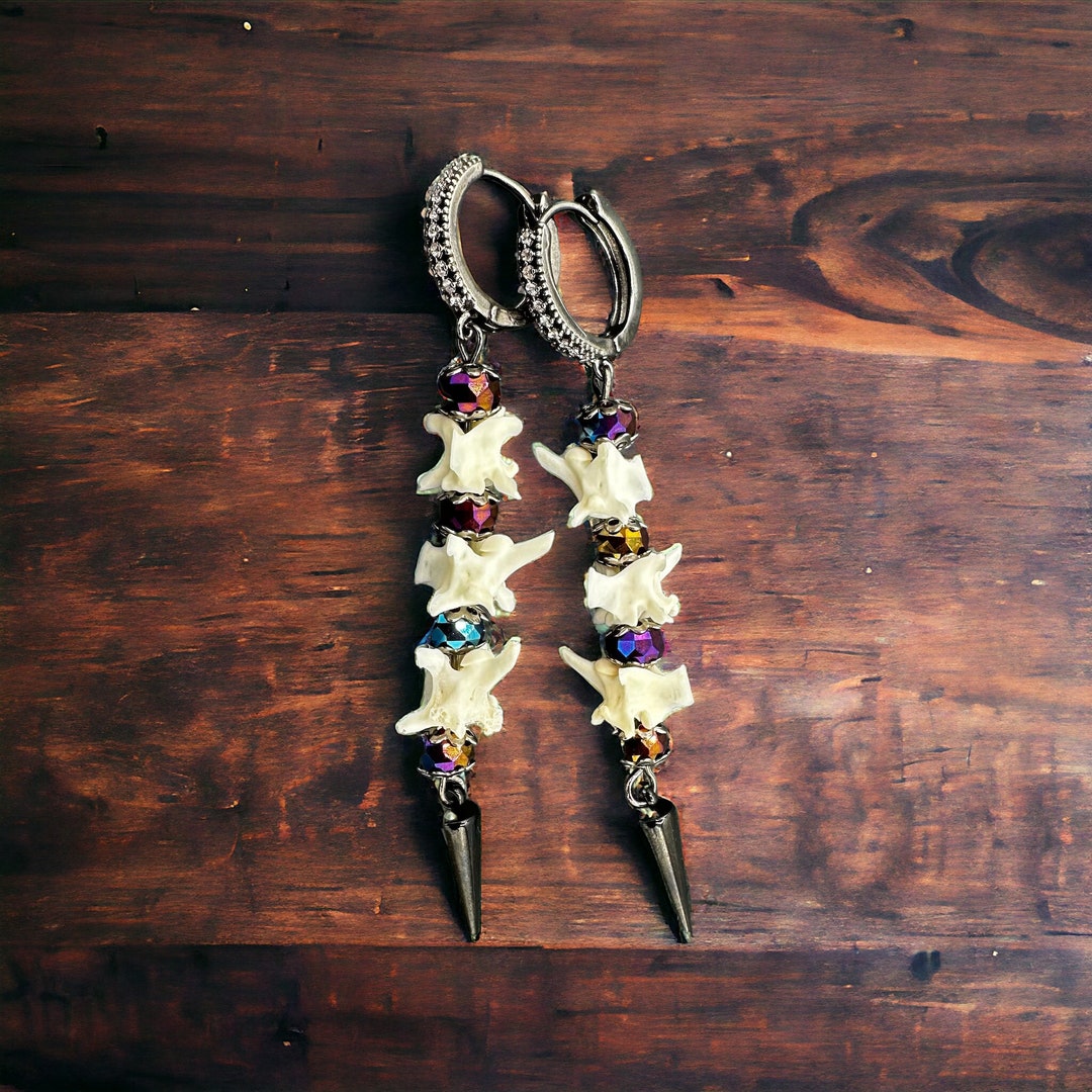 Bone Earrings, Real Bone, Snake Vertebrae, Bone Jewelry, Gothic Jewelry ...