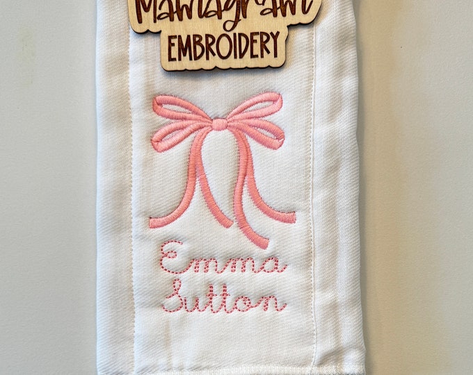 Monogrammed Simple Bow Burp Cloth or Bib - Etsy