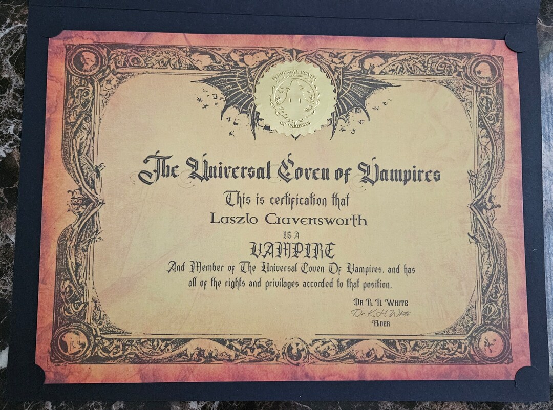 Vampire Certification - Etsy