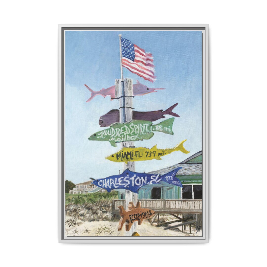 Framed Sunset Beach Pier Sign Orig. Oil Painting Print - Etsy